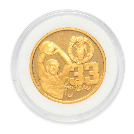 Bonhams Skinner : 1-Ounce Gold Larry Bird Commemorative Coin with Case.