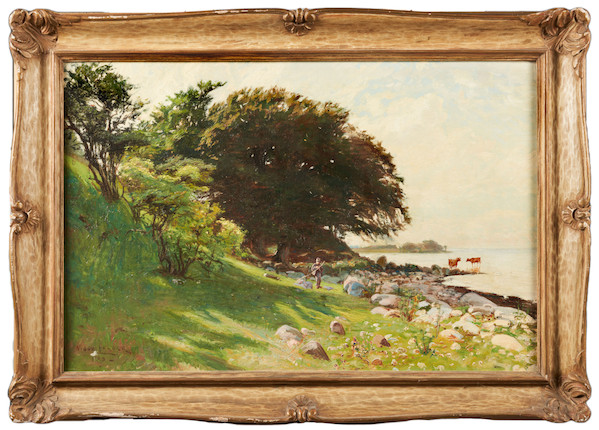 Bonhams Skinner : OLAF VIGGO LANGER (GERMAN, 1860-1942) LANDSCAPE, COWS ...