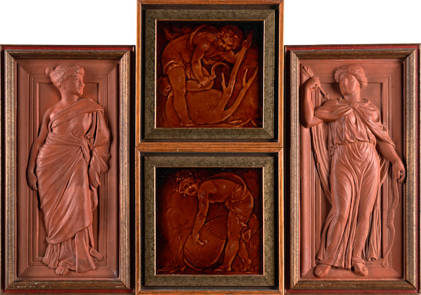 Bonhams Skinner : Four Minton and Maw Tiles Depicting Classical Figures ...