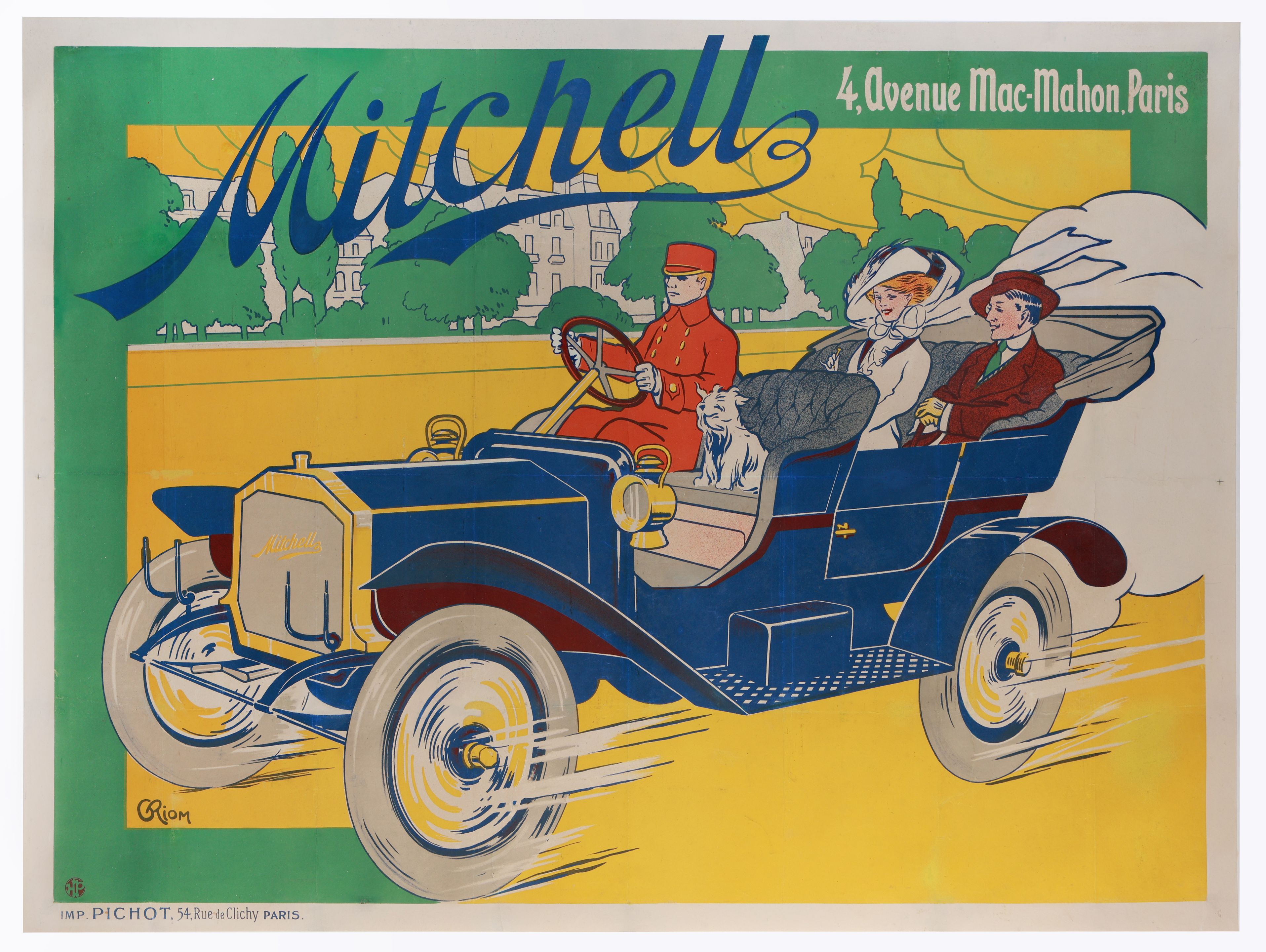 Bonhams Cars : A Mitchell advertising poster after G Riom, French,