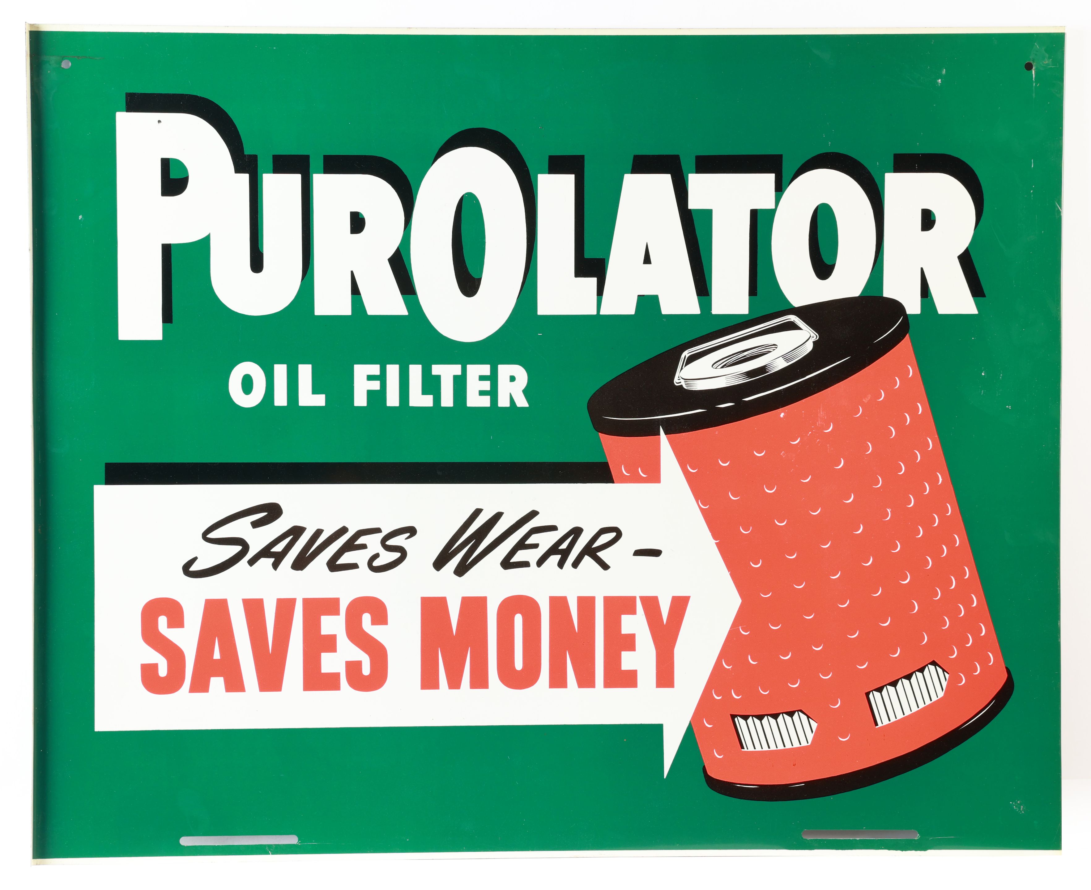 Bonhams Cars : Two printed tin signs for Purolator and Amoco, ((2))