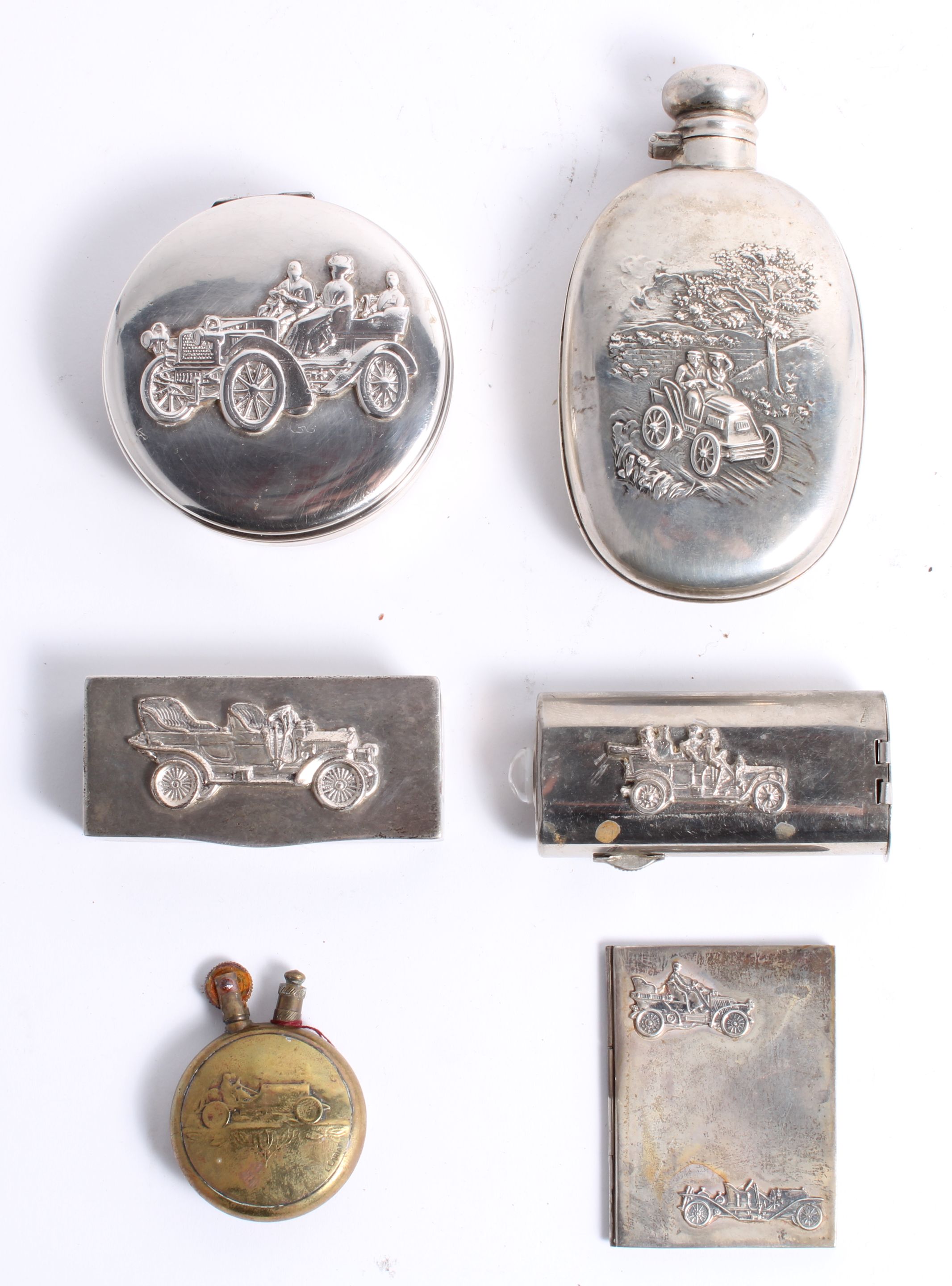 Bonhams Cars : Six objects decorated with motoring scenes, ((6))