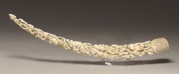 Bonhams : Fossil Walrus Tusk Carving