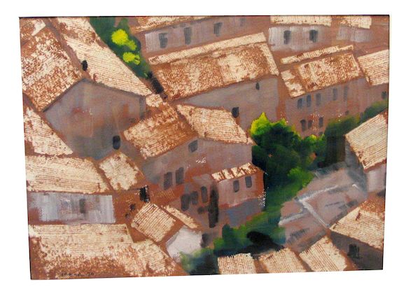 Bonhams : Frank Keck Rooftops 21 x 30 inches