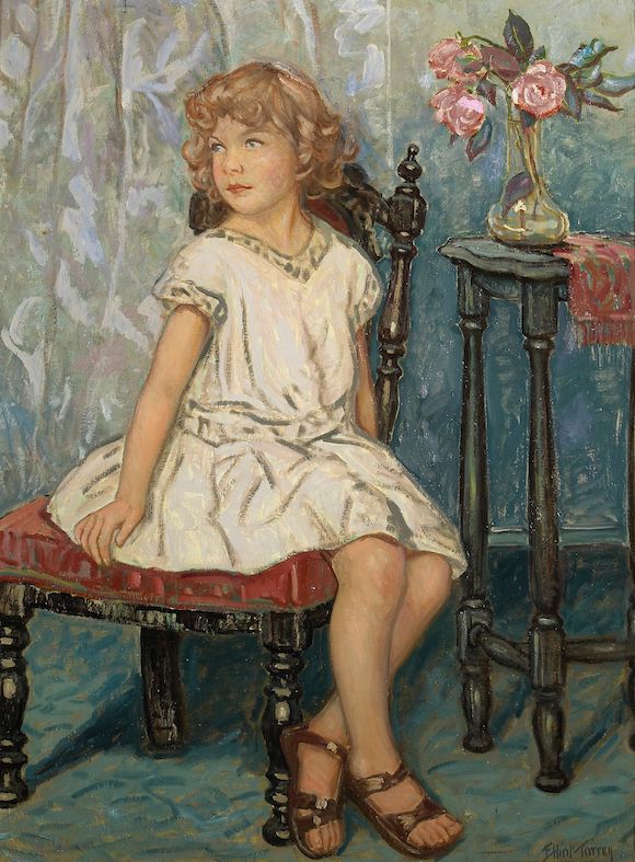 Bonhams : Elliot Bouton Torrey (1867-1949) A Portrait of a Young Girl ...