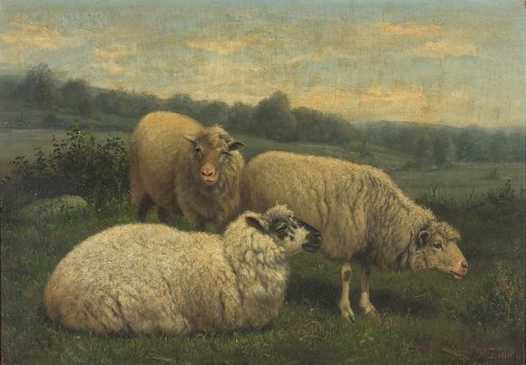 Bonhams : Arthur Fitzwilliam Tait (1819-1905) Three Sheep, 1901 10 x 14in