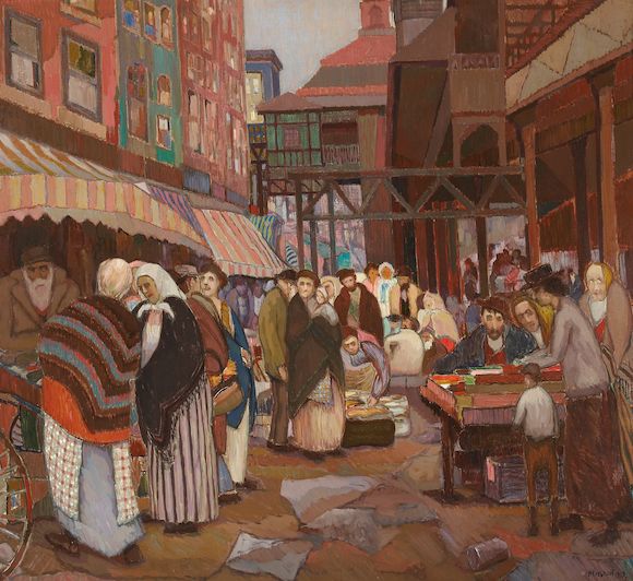 Bonhams : Peter Krasnow (1887-1979) Market Scene, New York, 1919 33 3/4 ...