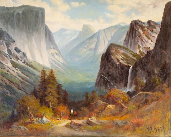 Bonhams : Harry Cassie Best (1863-1936) Riders Entering Yosemite Valley ...
