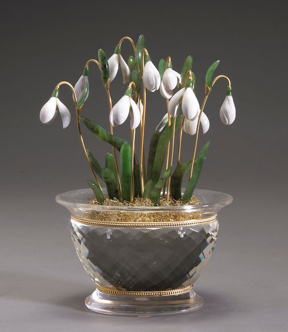 Bonhams : Opal and Rock Crystal Flower StudySnowdrops