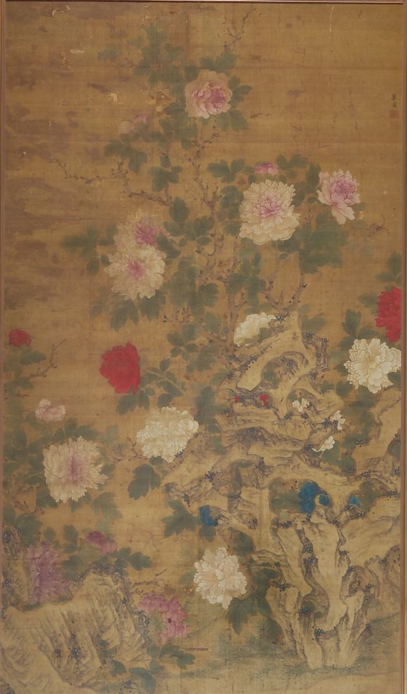 Bonhams : Wu Yin (Circa 19th Century): Peonies and Rock