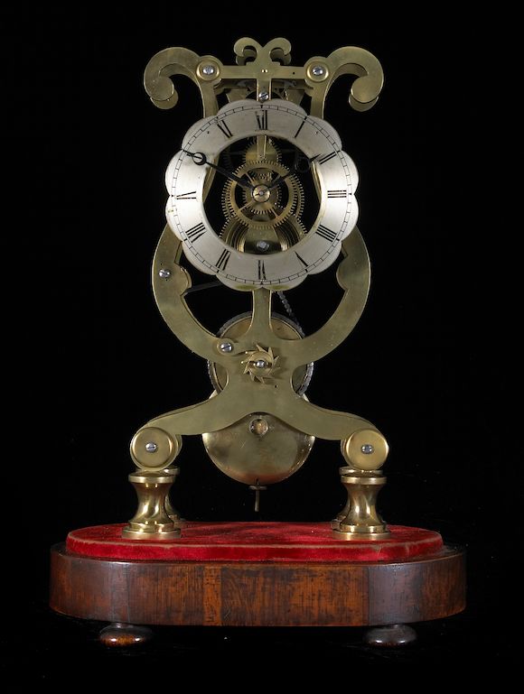 Bonhams : A Victorian brass skeleton timepiece Mid-19th century
