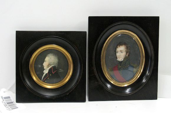 Bonhams : A group of two military portrait miniatures