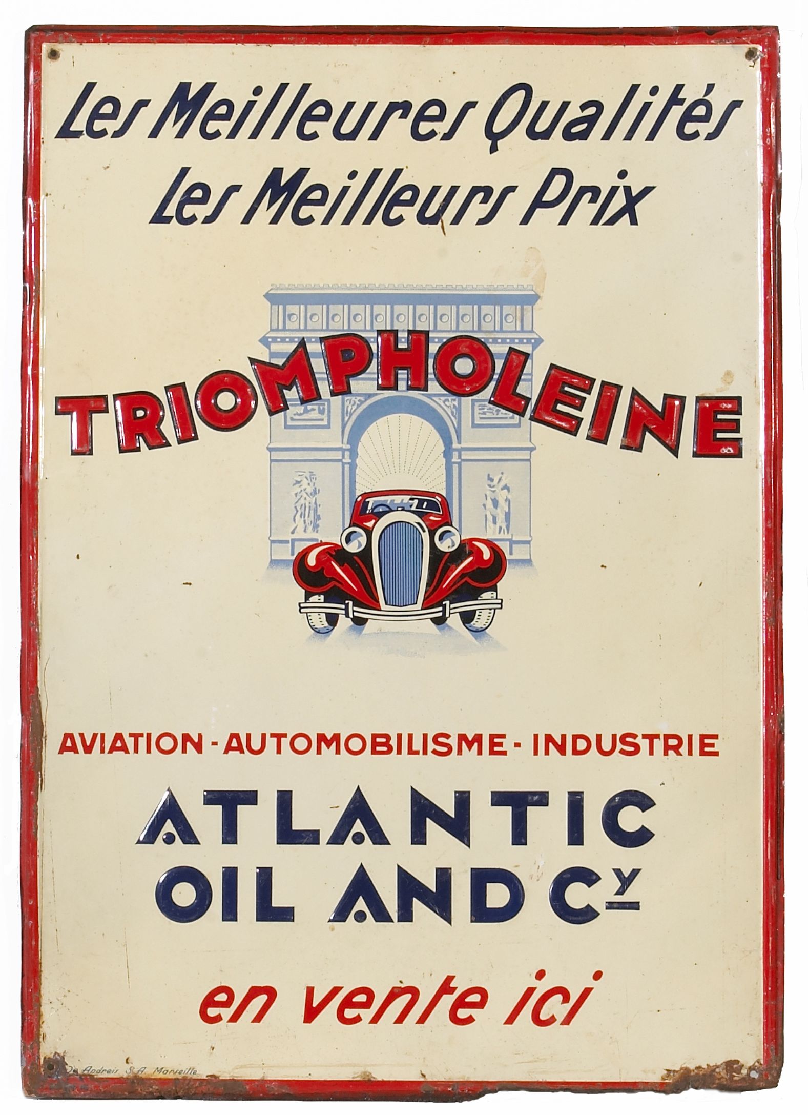 Bonhams Cars : A Triompholeine Gasoline advertising sign, French, 1930s ...
