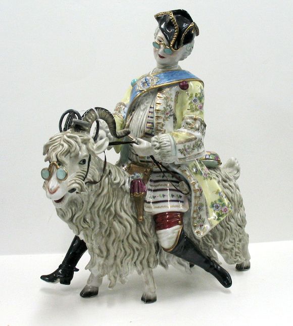 Bonhams : A Meissen style porcelain figure of Count Brühl's tailor