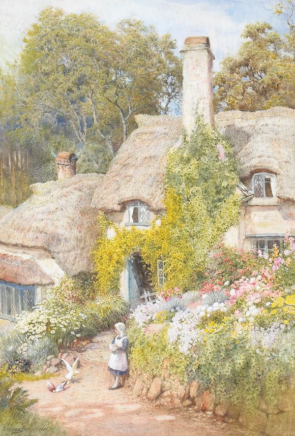 Bonhams : Arthur Claude Strachan (British 1865-1929) A thatched cottage ...