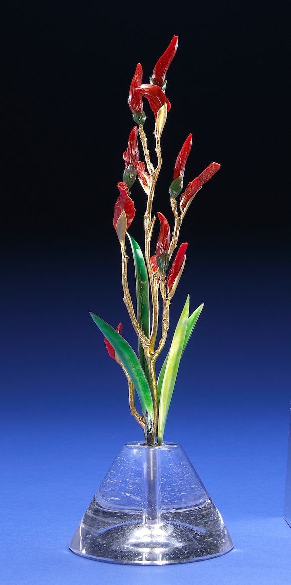 Bonhams : Carved Coral and Rock Crystal Flower Study—“Chili Peppers”