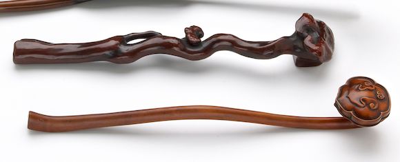 Bonhams : Two boxwood ruyi scepters Qing Dynasty