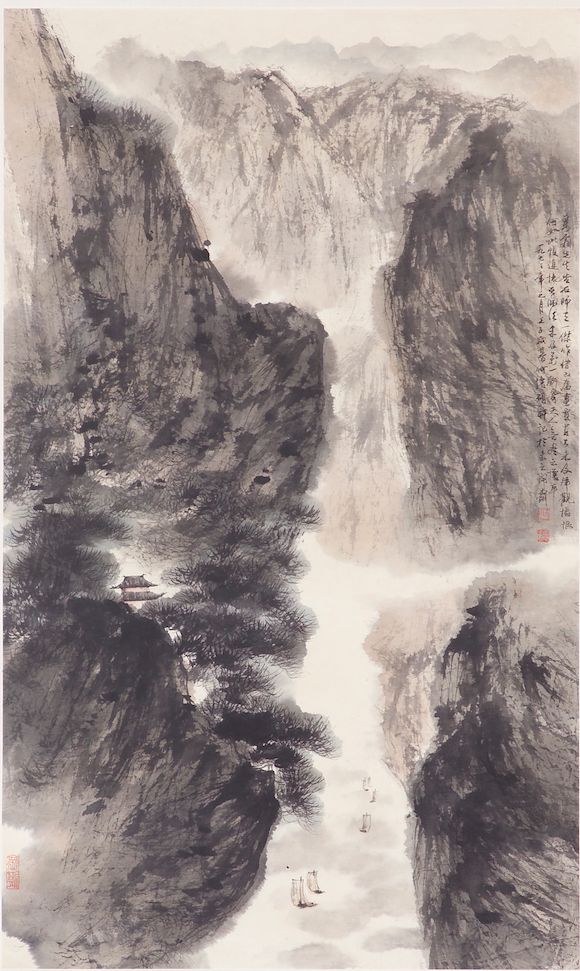 Bonhams : He Huaishuo (Born 1941) Mists Over the Yangzi River Gorge