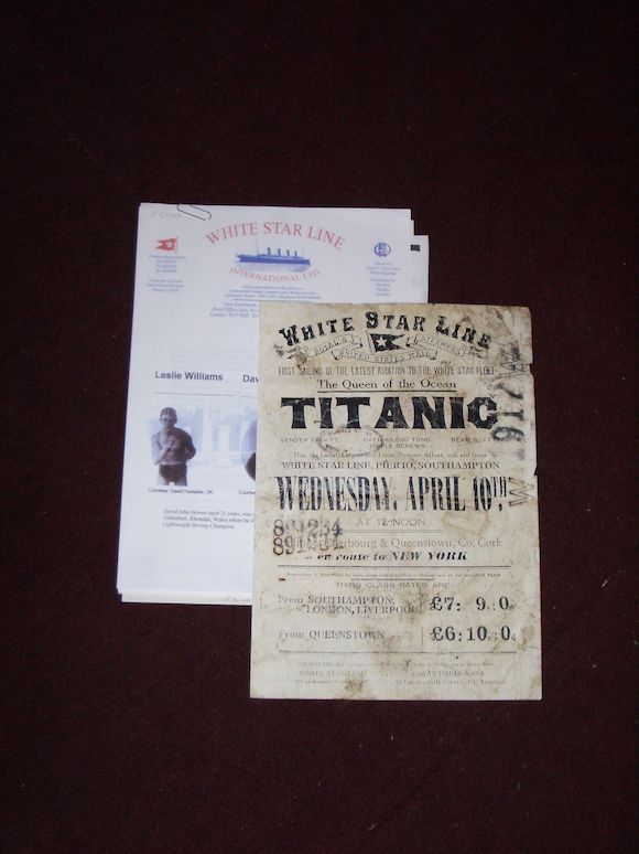 Bonhams : A Railway Warrant issued to D J Bowen, RMS TITANIC 8 1/4 x 11 ...