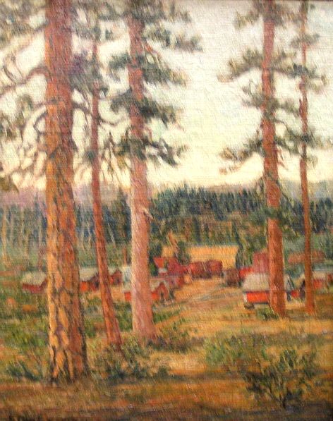 Bonhams : F. Carl Smith (American 1868-1955) A redwood camp 20 x 16in