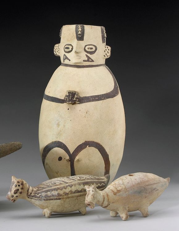 Bonhams : Three Chancay figural vessels