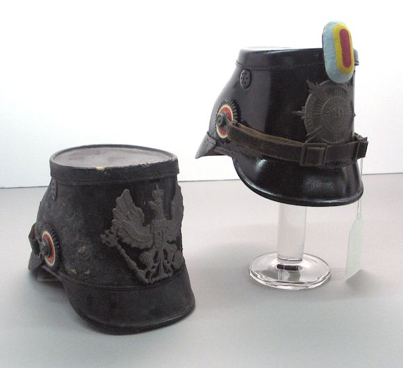 Bonhams : A lot of two Imperial German other ranks jager shakos