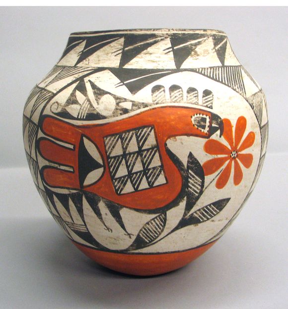 Bonhams : An Acoma polychrome parrot jar diameter 9 1/2in