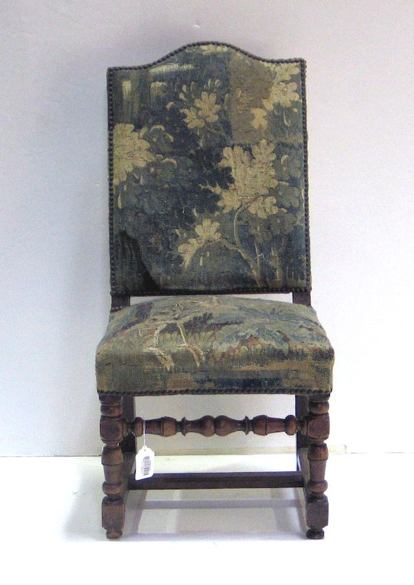 Bonhams : A Louis XIV walnut and tapestry upholstered side chair