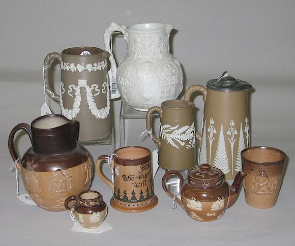 Bonhams : An assembled group of nine pieces of English stoneware