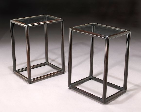 Bonhams : A pair of Samuel Marx bentwood and glass side tables