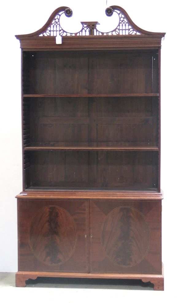 Bonhams : A George III style inlaid mahogany bookcase cabinet