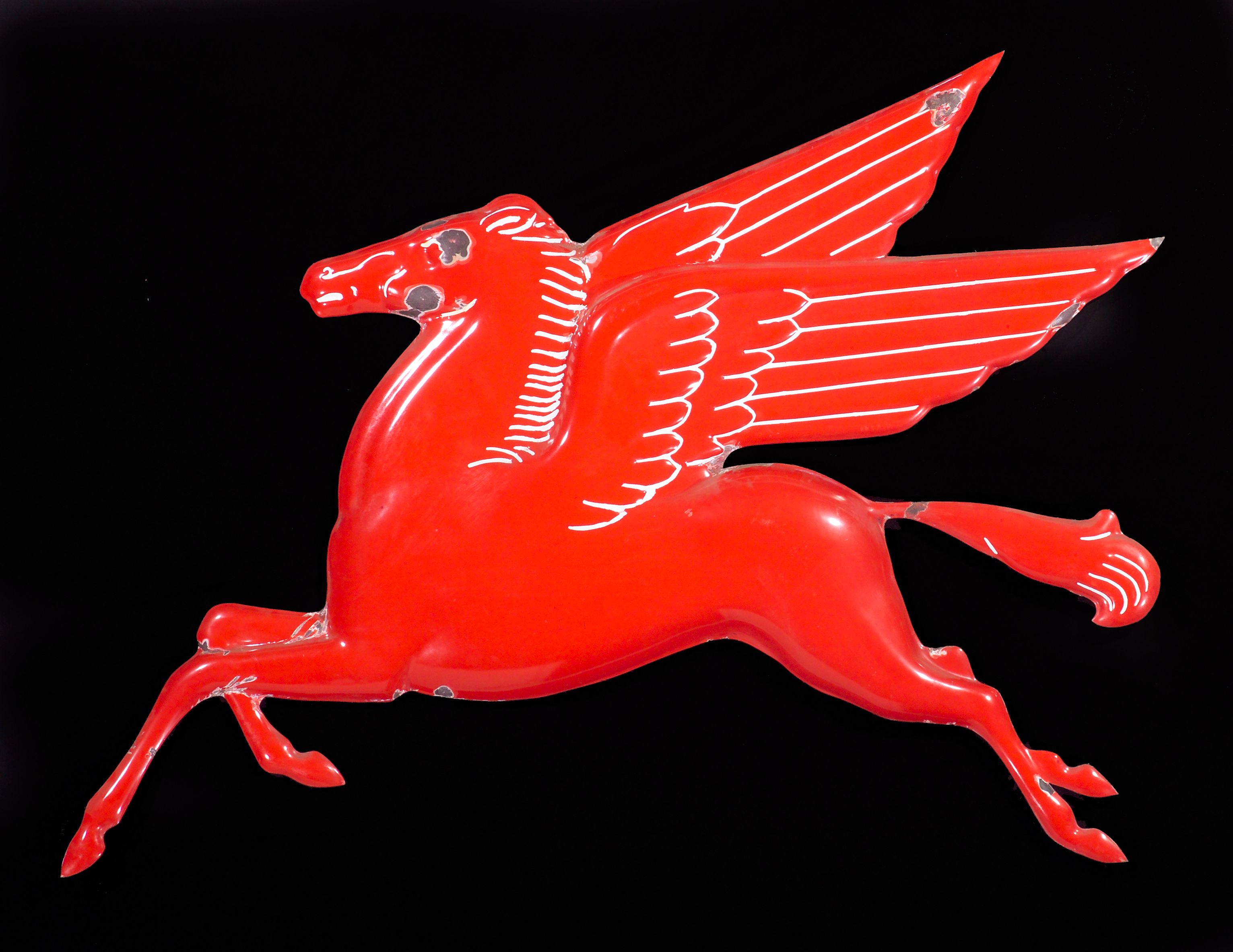 Bonhams Cars : A rare large format 'Flying Pegasus' enamel on tin ...