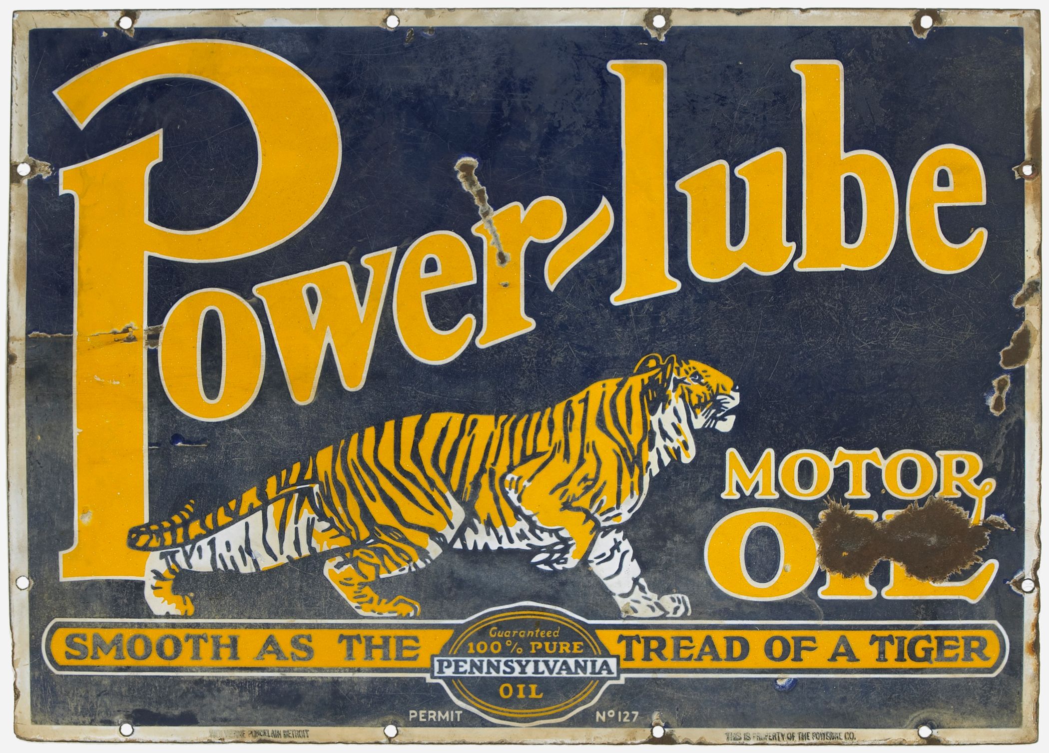 Bonhams Cars : A rare 'Power Lube Motor Oil' enamel on tin advertising ...