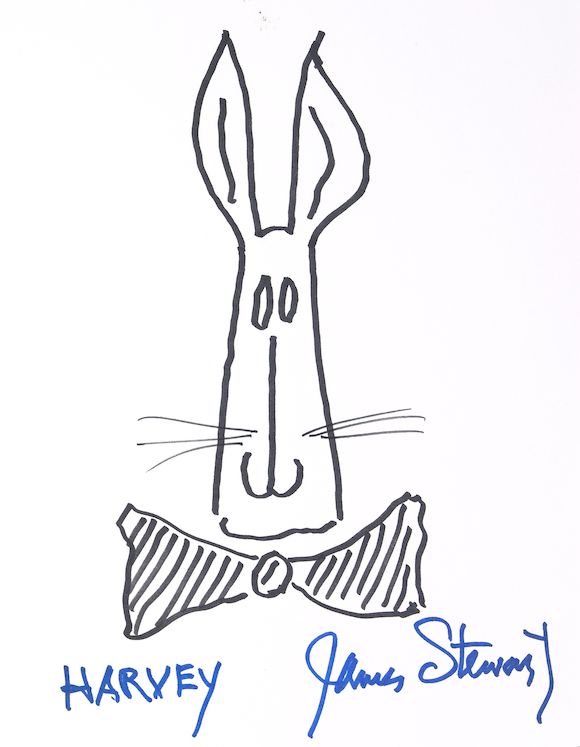 Bonhams : A Harvey the invisible rabbit sketch and signed photograph by ...