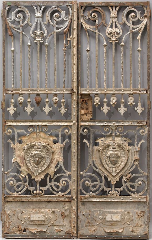 Bonhams : A pair of Continental Baroque wrought iron gates