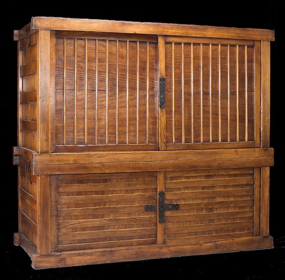 Bonhams : A two-section mixed wood futon dansu Meiji/Taisho Period