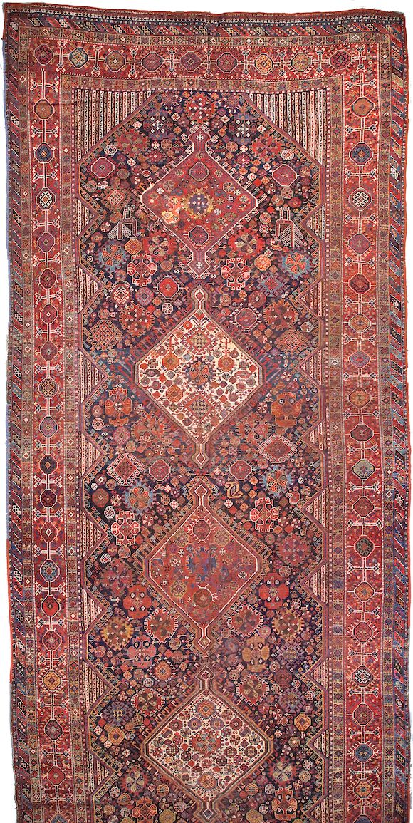 Bonhams : A Quashq'ai long carpet Southwest Persia, Size approximately ...