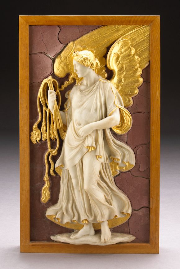 Bonhams : A carved white marble and parcel gilt relief panel of an ...