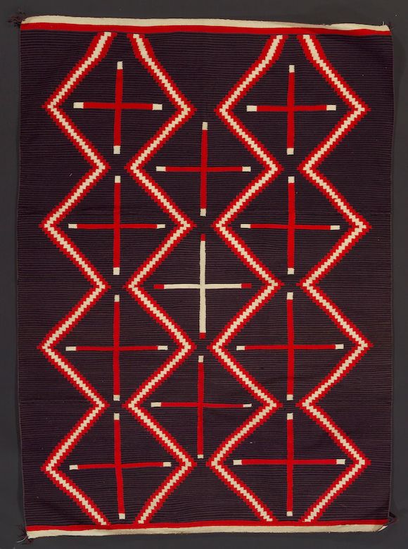 Bonhams : A Navajo Germantown moki blanket, 6ft 6in x 4ft 7in