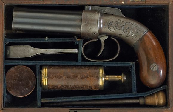 Bonhams : A cased Allen & Thurber percussion pepperbox pistol