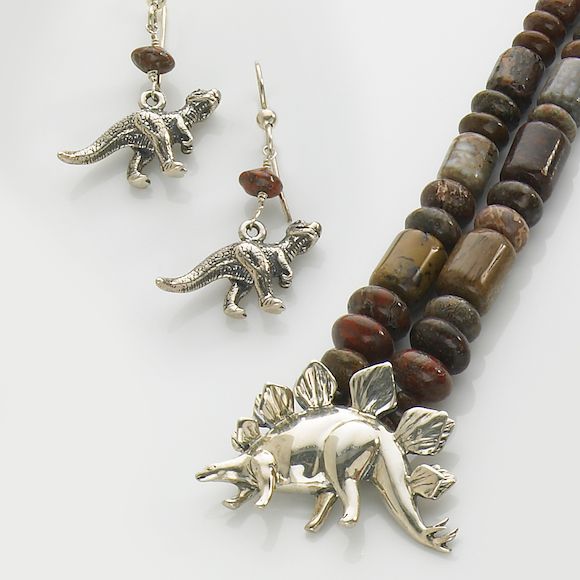 Bonhams : Dinosaur Bone Necklace and Earrings