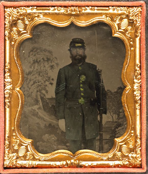 Bonhams : A 6th plate ambrotype of a Union infantry sergeant
