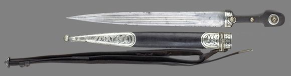 Bonhams : A Russian kindjal with silver-mounted belt