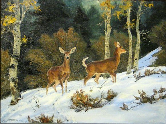 Bonhams : Bill Freeman (American b.1927) Knee-deep in snow 18 x 24in