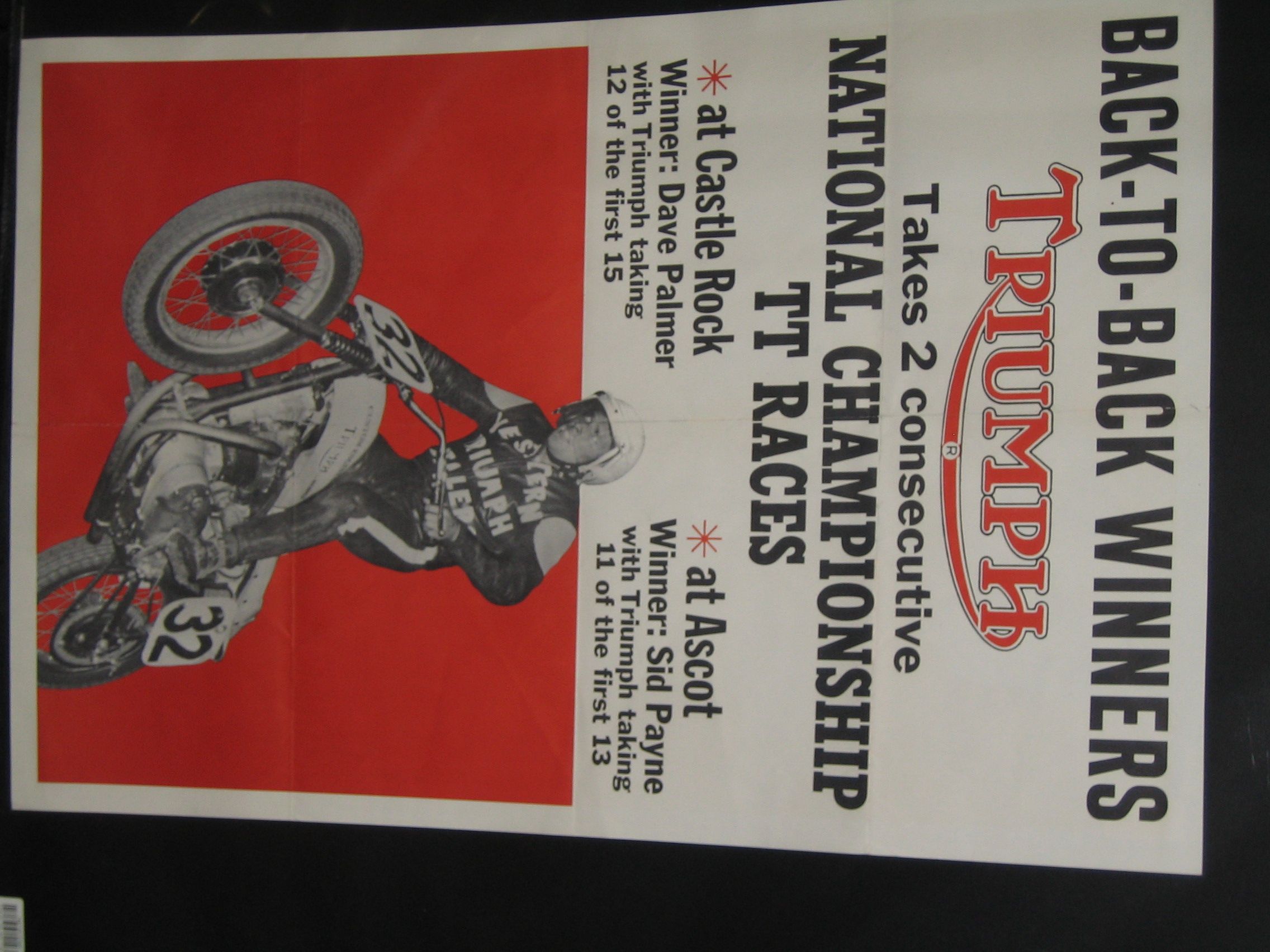 Bonhams Cars : A Triumph 'Back to Back Winners' motorcycle poster, 35 x ...