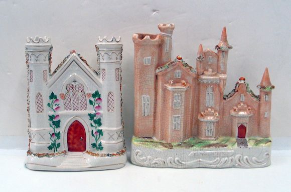 Bonhams : A group of two Staffordshire sprigged pottery castles