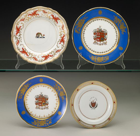 Bonhams : A group of four English armorial plates