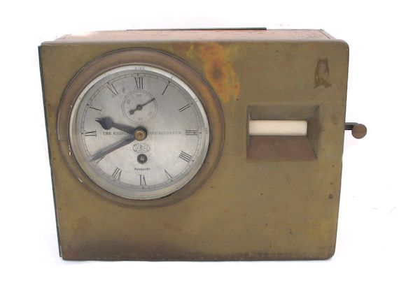 Bonhams : An early brass and oak time recorder