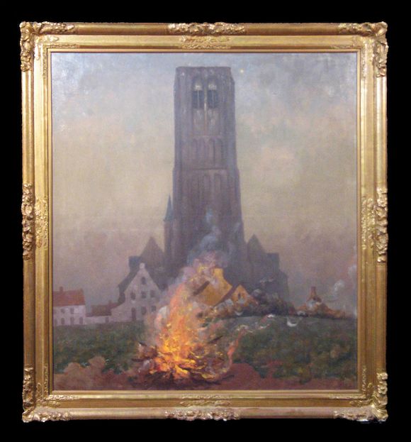Bonhams : Antoon de Vaere (Belgian 1900-1989) The Bonfire 43 1/2 x 39 1/2in