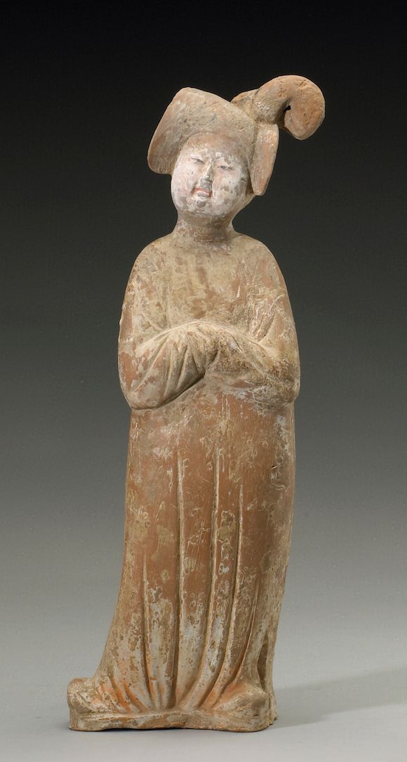 Bonhams : A painted pottery mortuary figure of a fat lady Tang Dynasty